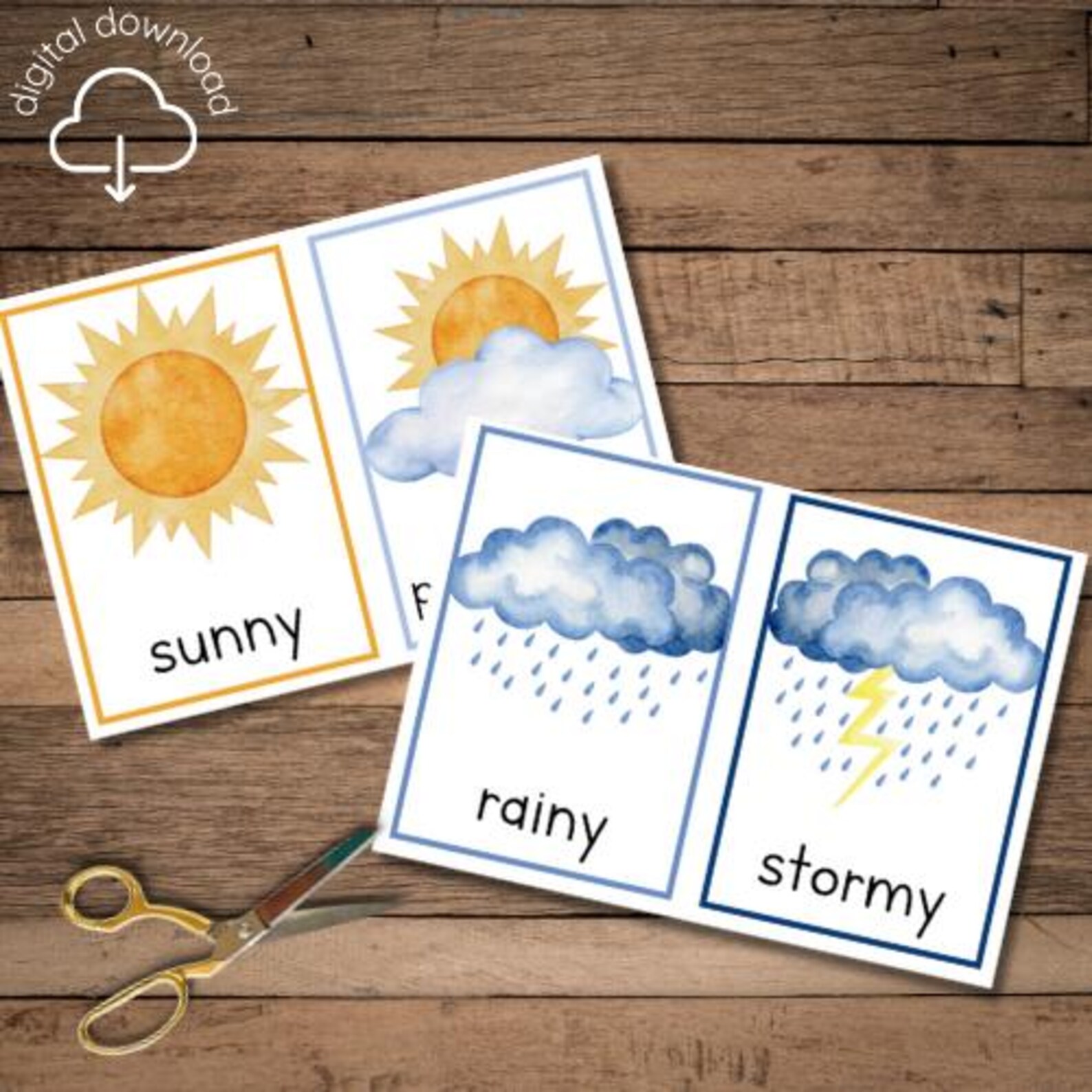 Weather Flashcards, Weather Vocabulary Study, Homeschool Montessori ...