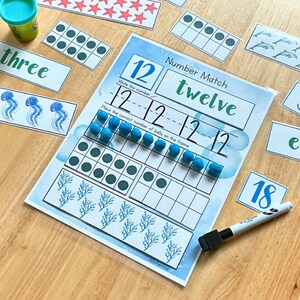 Ocean Themed Number Match Activity, 1-20, Counting Practice, Preschool ...