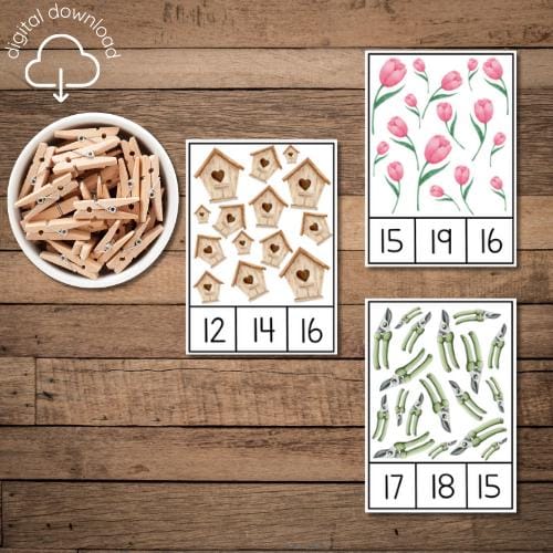 Garden Themed Count and Clip Cards, Numbers 1-20, Montessori Homeschool ...