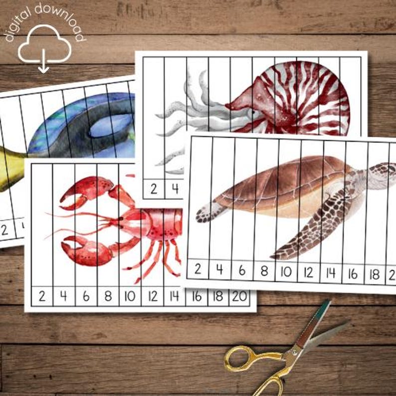 Ocean Number Sequencing Puzzles, Kids Math Activity, Preschool Toddler ...