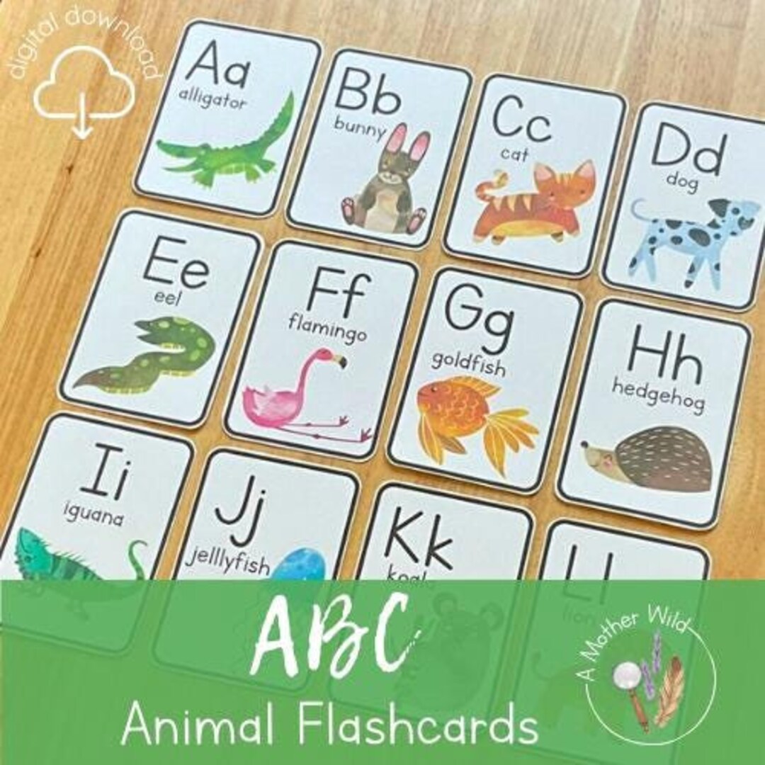 Mini ABC Flashcards, Animal Alphabet, Letter Learning, Early Learning ...