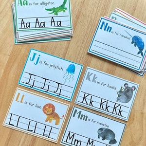ABC Animal Letter Tracing Cards, A-Z Alphabet Handwriting Practice ...