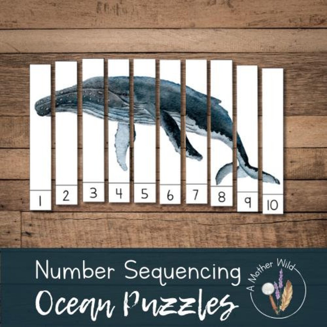 Ocean Number Sequencing Puzzles, Kids Math Activity, Preschool Toddler ...