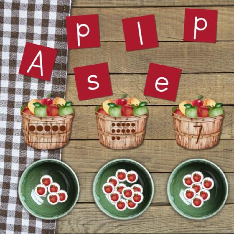 Apple Counting Math Activity, Toddler Preschool Number Learning ...