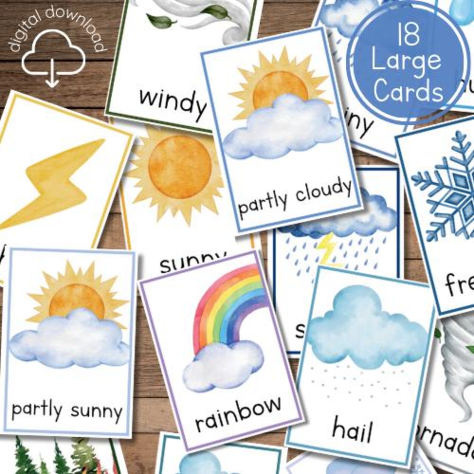 Weather Flashcards, Weather Vocabulary Study, Homeschool Montessori ...