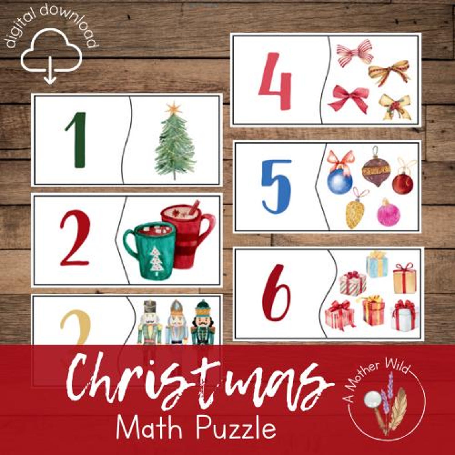 Christmas Math Puzzles, Numbers 1-20, Preschool Game, Christmas ...