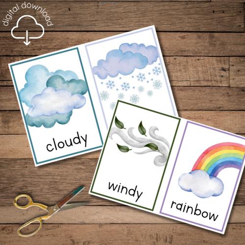 Weather Flashcards, Weather Vocabulary Study, Homeschool Montessori ...