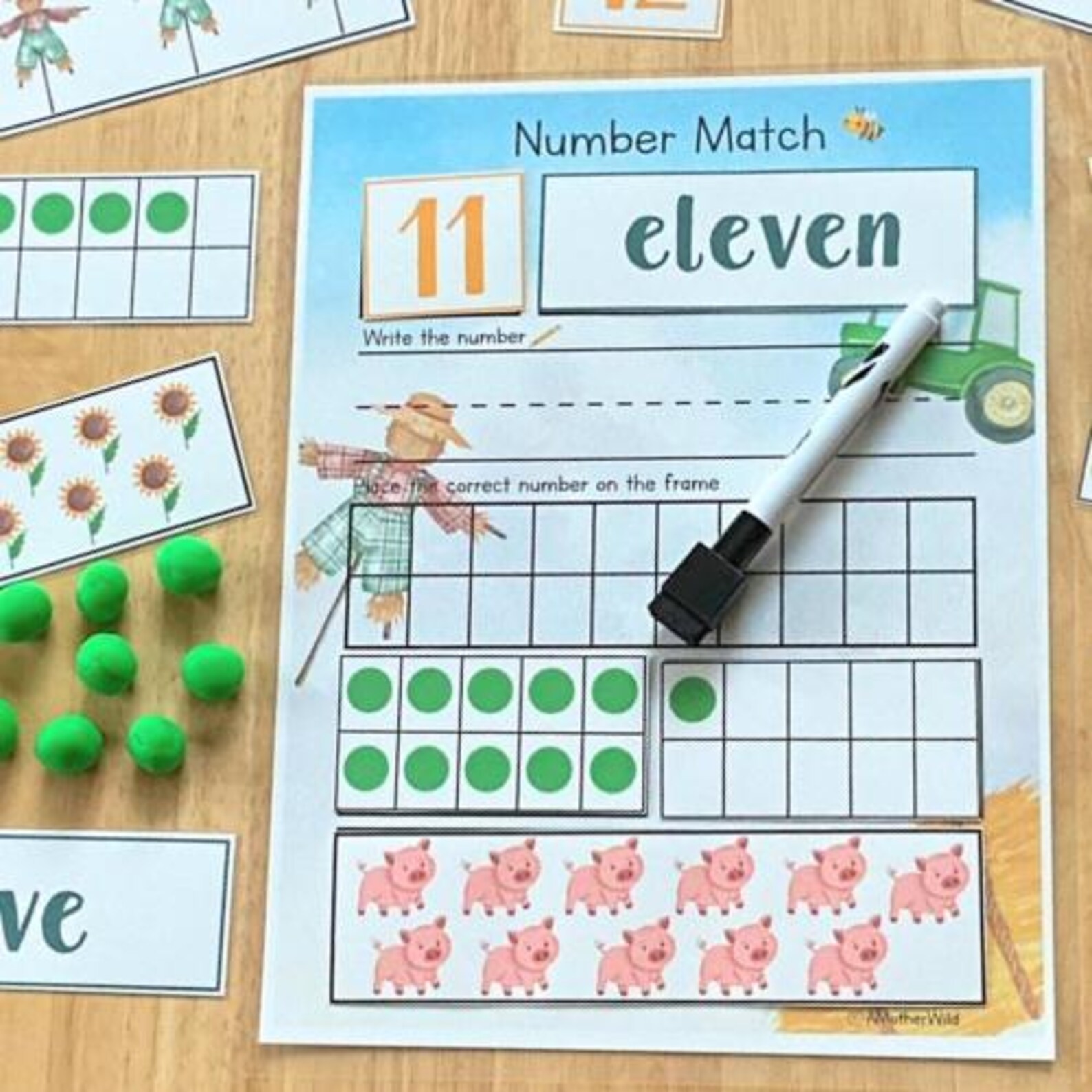 Farm Themed Number Match Game, Counting Practice 1-20, Printable Math ...