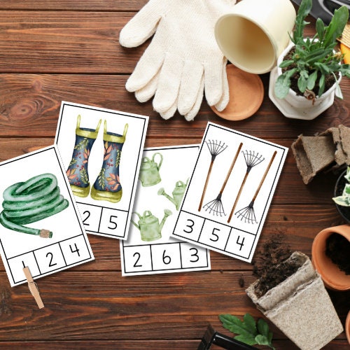 Garden Themed Count and Clip Cards, Numbers 1-20, Montessori Homeschool ...