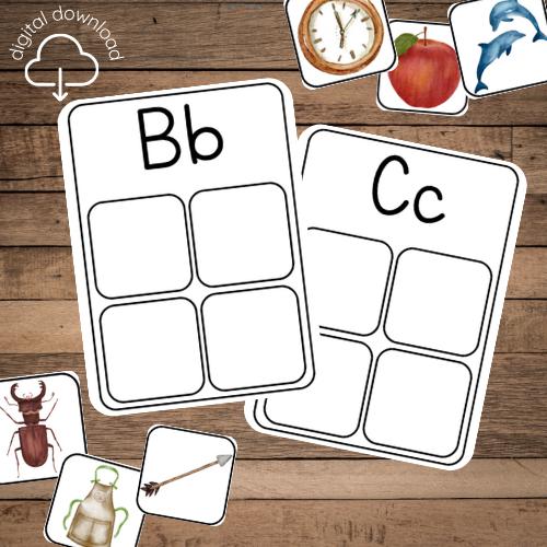 ABC Beginning Sound Matching Activity, ABC Letter Game, Homeschool ...