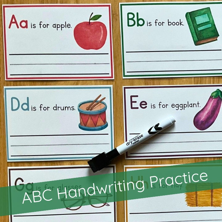 ABC Watercolor Letter Tracing Cards, A-Z Alphabet Handwriting Practice ...