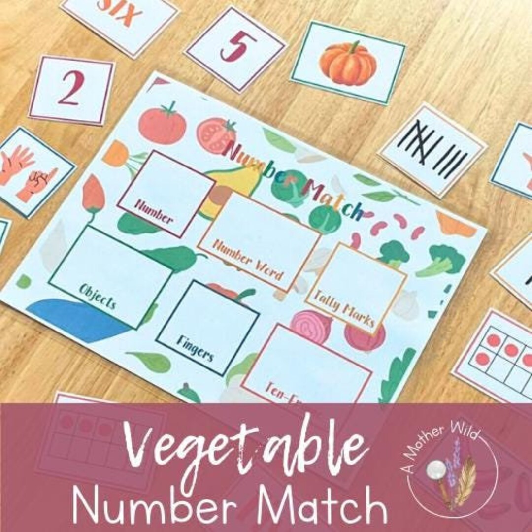 Vegetable Number Match, Garden Themed Math Activity, 1-10, Toddler ...