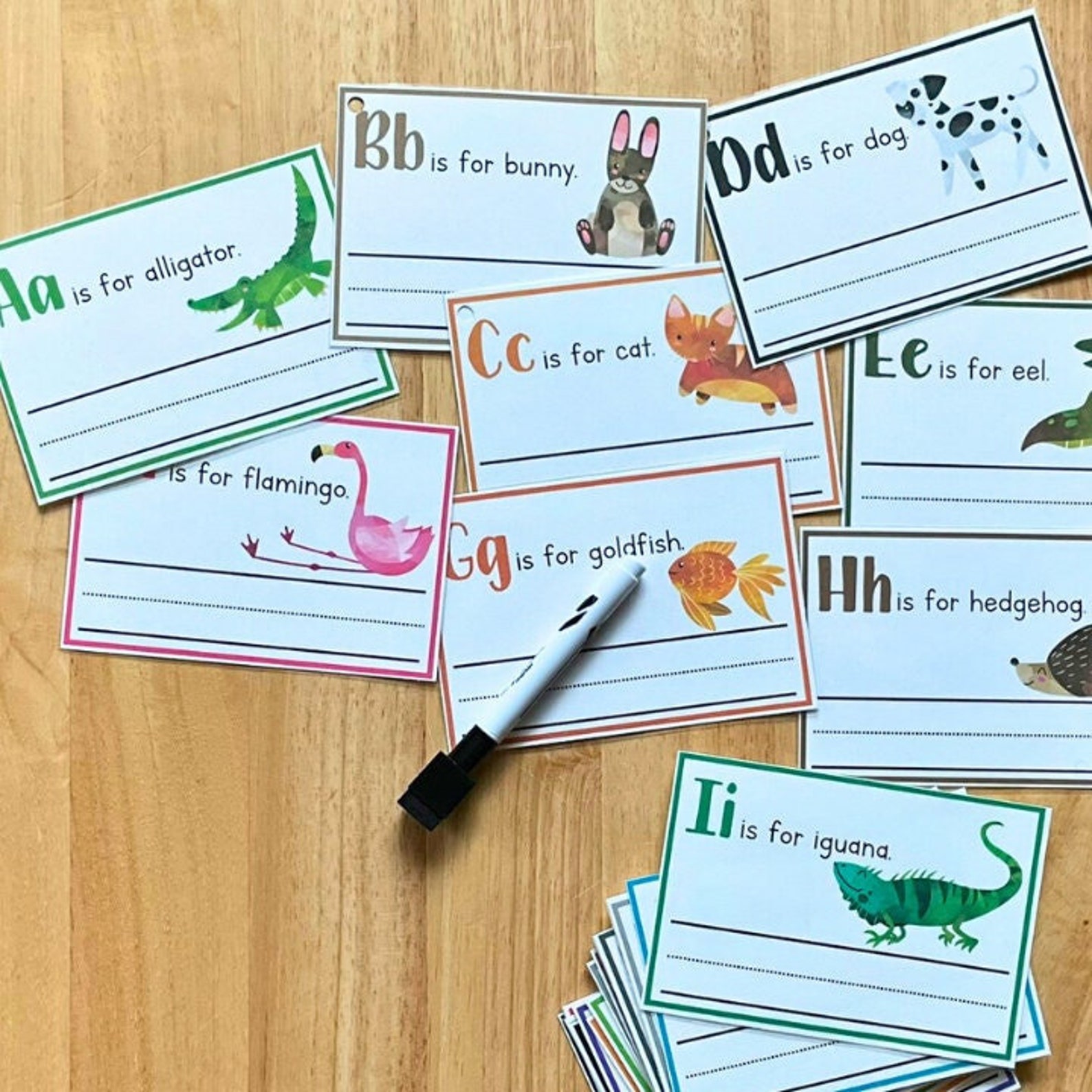 ABC Animal Letter Tracing Cards, A-Z Alphabet Handwriting Practice ...