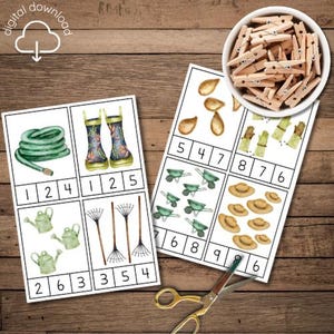Garden Themed Count and Clip Cards, Numbers 1-20, Montessori Homeschool ...