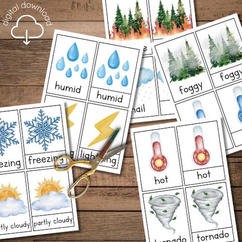 3 Part Nomenclature Weather Cards, Flashcards, Weather Study, Toddler ...