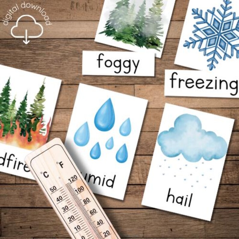 3 Part Nomenclature Weather Cards, Flashcards, Weather Study, Toddler ...