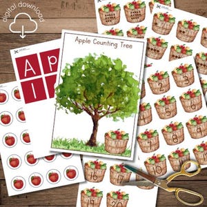 Apple Counting Math Activity, Toddler Preschool Number Learning ...