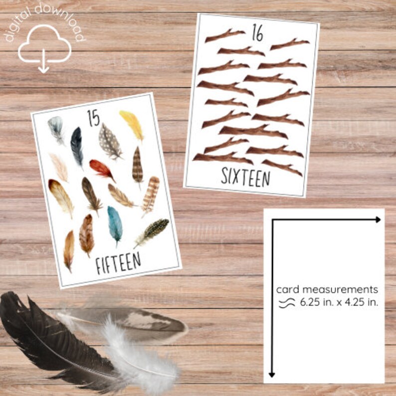 Nature Themed Number Flashcards 1-20, Homeschool Montessori Printable ...