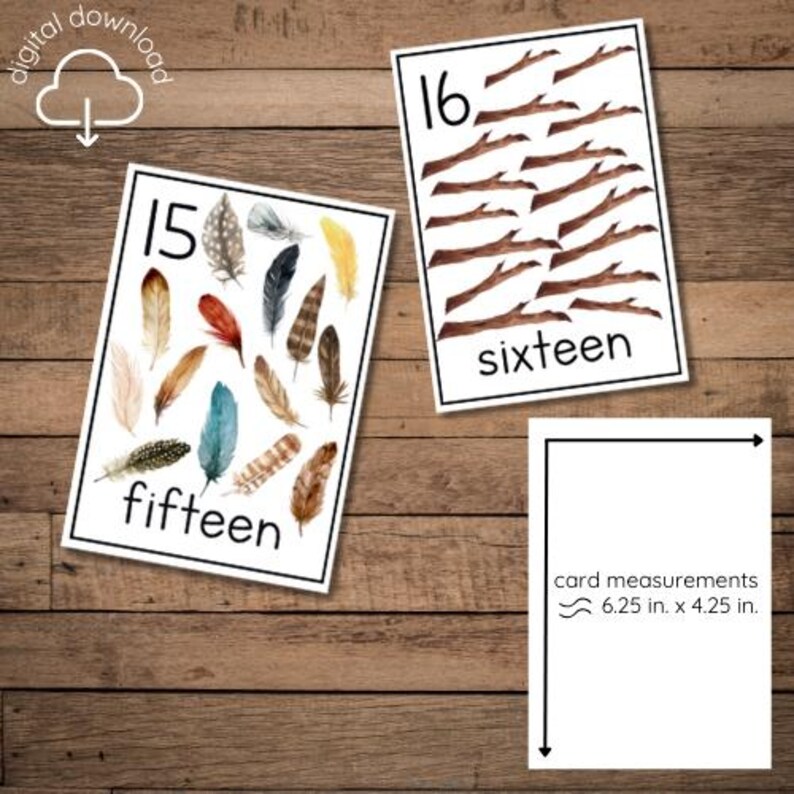 Nature Themed Number Flashcards 1-20, Homeschool Montessori Printable ...
