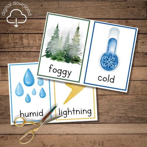 Weather Flashcards, Weather Vocabulary Study, Homeschool Montessori ...