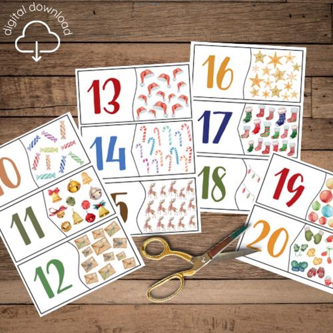 Christmas Math Puzzles, Numbers 1-20, Preschool Game, Christmas ...