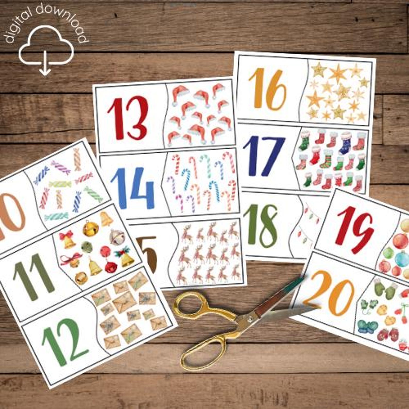 Christmas Math Puzzles, Numbers 1-20, Preschool Game, Christmas ...