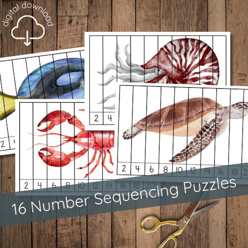 Ocean Number Sequencing Puzzles, Kids Math Activity, Preschool Toddler ...