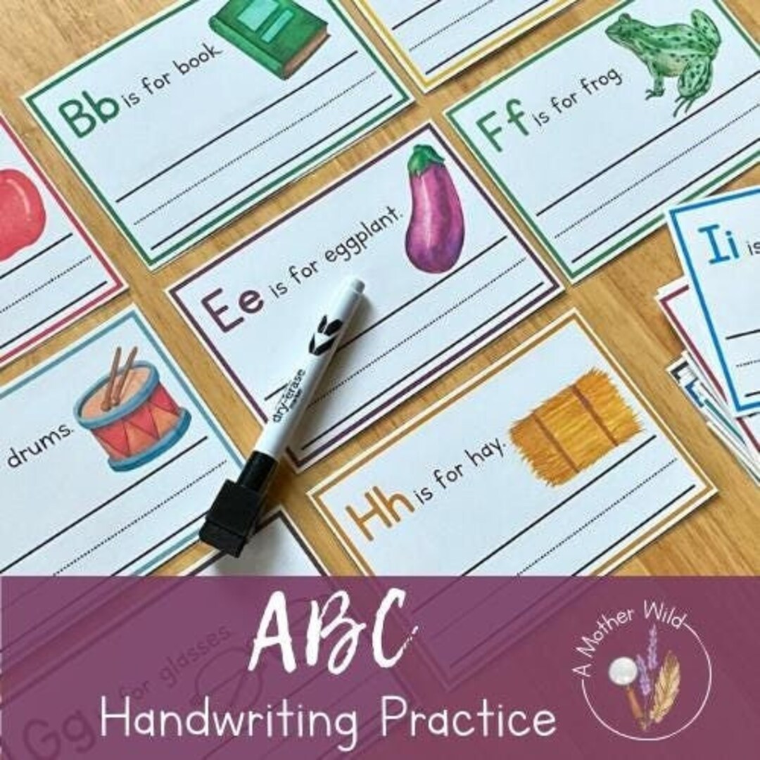 ABC Watercolor Letter Tracing Cards, A-Z Alphabet Handwriting Practice ...