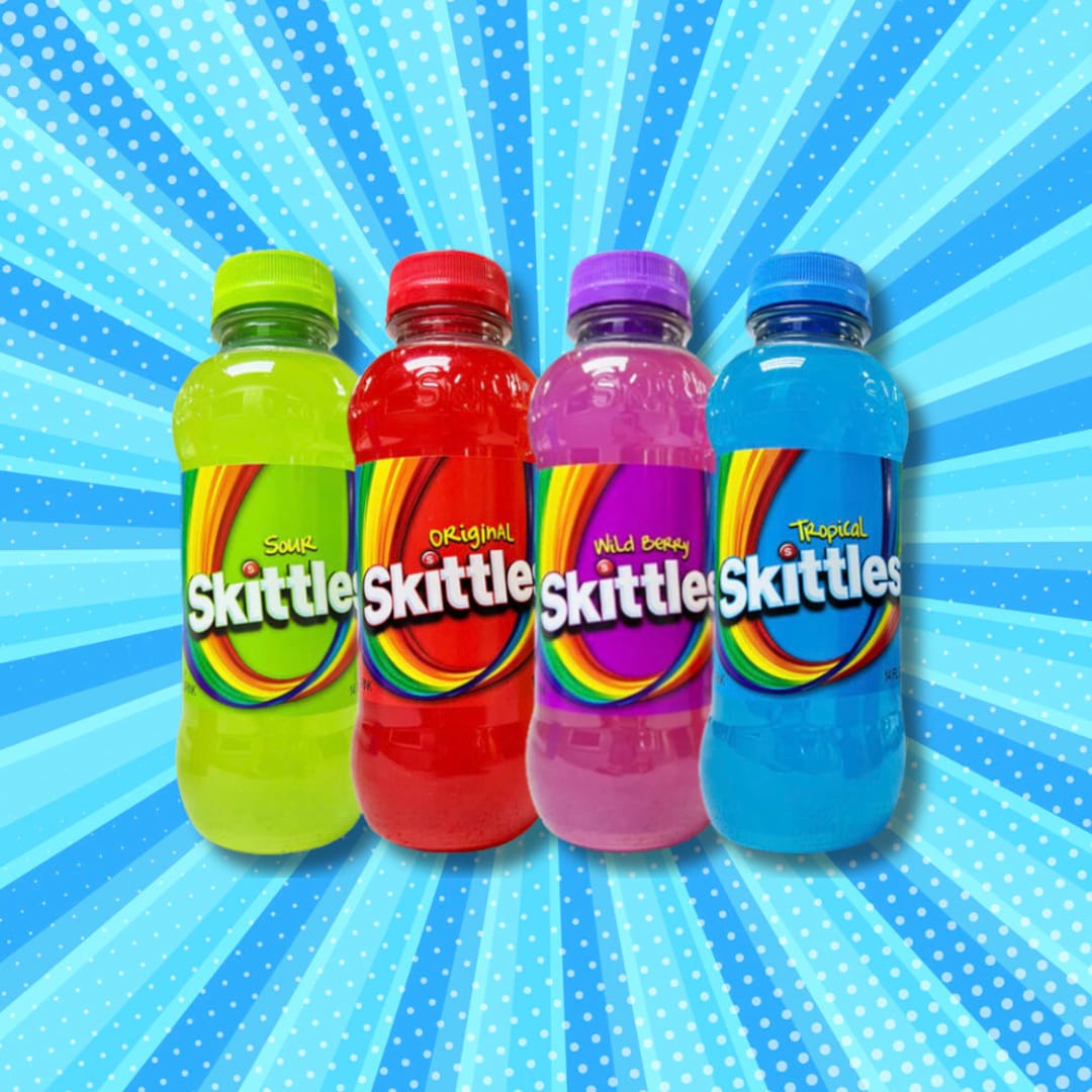 Skittles Drinks 4 Flavor Variety Pack 14oz Wild Berry, Tropical, Sour ...