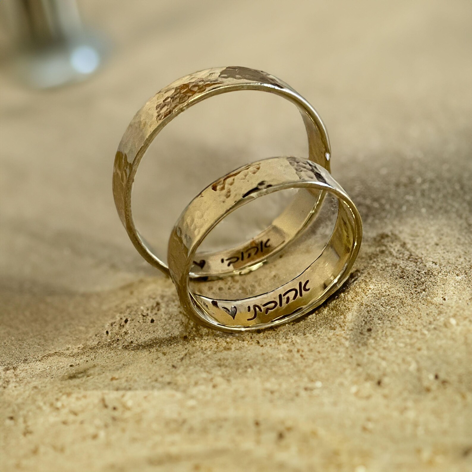 Jewish Wedding Ring 14K Solid Gold Hebrew Engraving Personalized ...