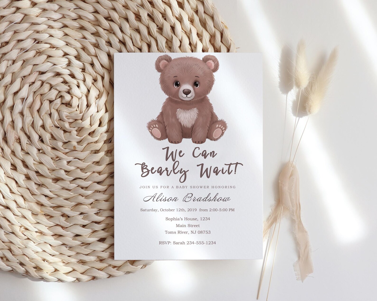 Cute Baby Bear Baby Shower Invitation, Bear Baby Shower Invitation ...
