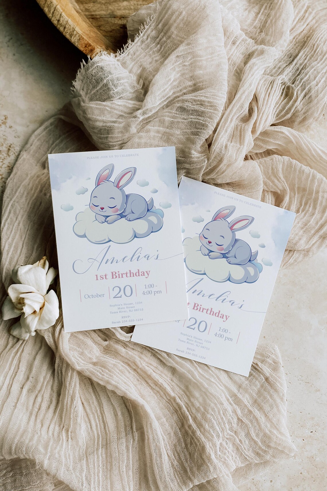 Bunny Birthday Invitation,bunny Birthday Card, Rabbit Invitation, Bunny ...