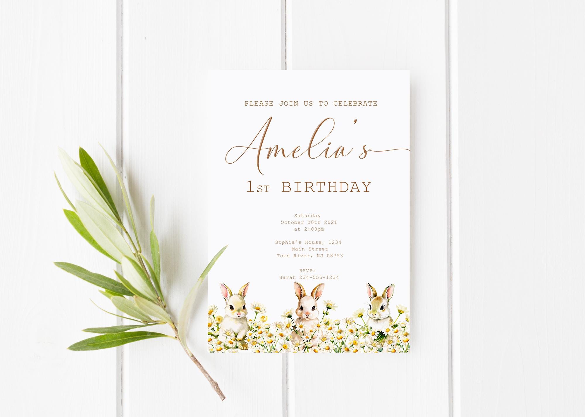 Cute Rabbit Birthday Invitation, Rabbit Birthday Invitation, Cute ...
