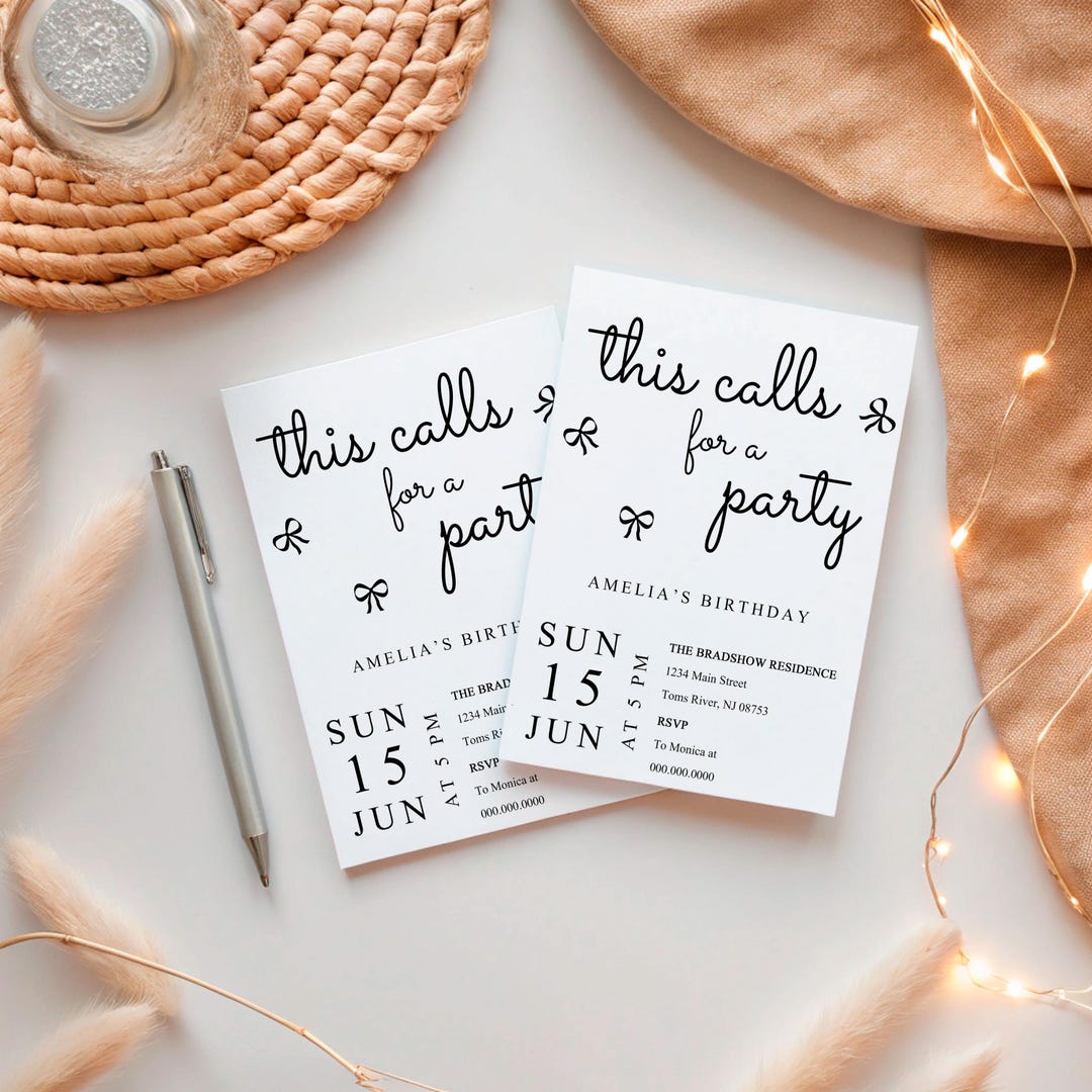Minimalist Birthday Party Invitation • Black and White Elegant Invite ...