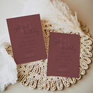Maroon Birthday Party Invitation, Cute Birthday Invitation,digital ...