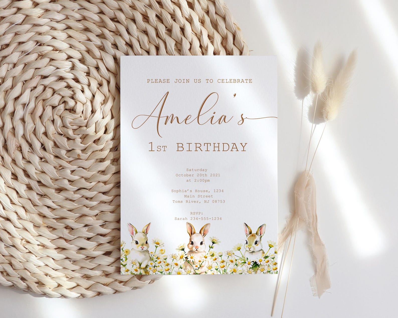 Cute Rabbit Birthday Invitation, Rabbit Birthday Invitation, Cute ...