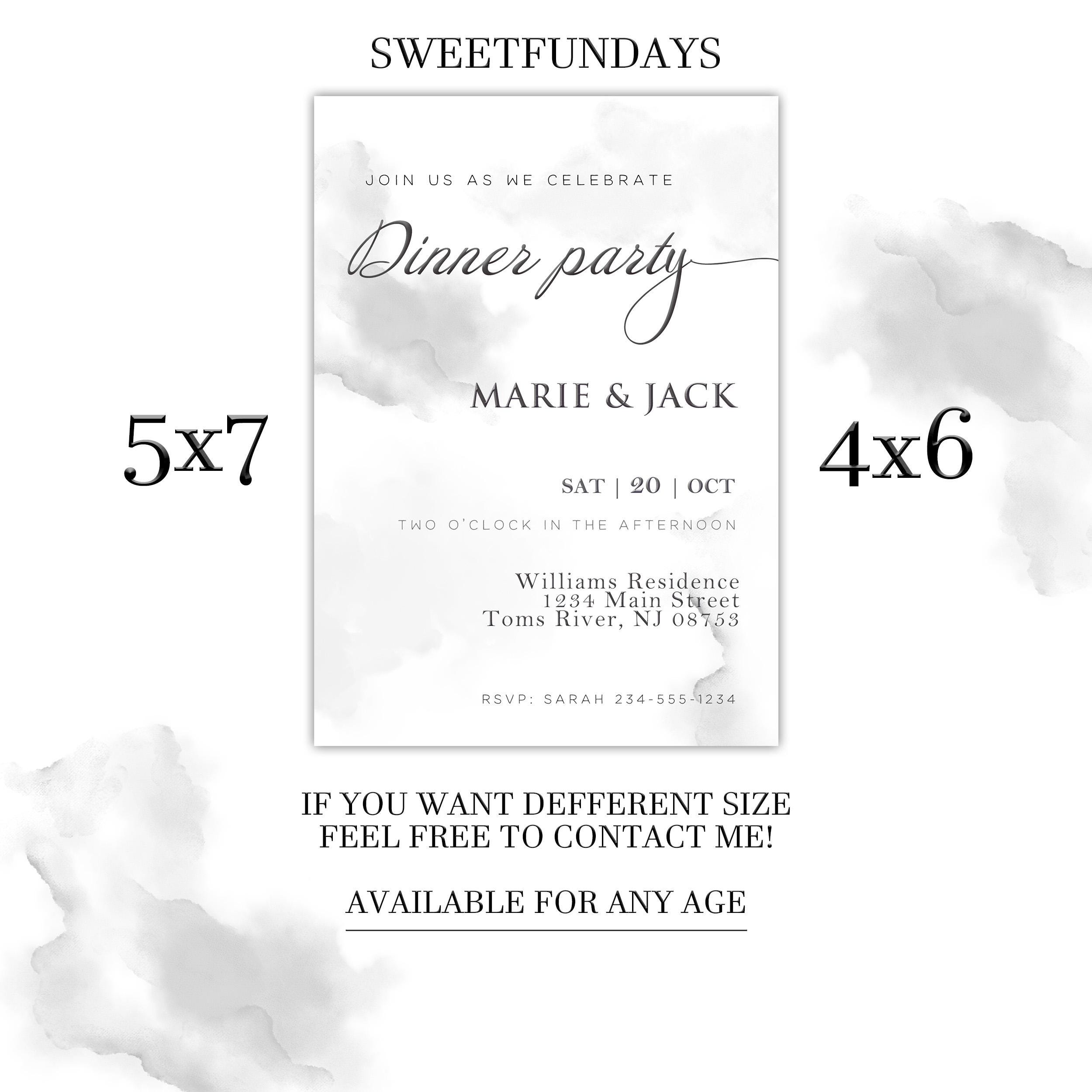 Dinner Party Invitation, Sleek Dinner Part, Modern Dinner Event, Gray ...