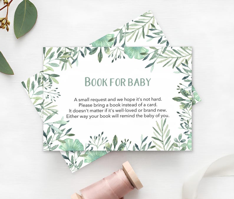 Baby Shower Bundle, Cute Green Invitation With Tropical Flowers, Green ...