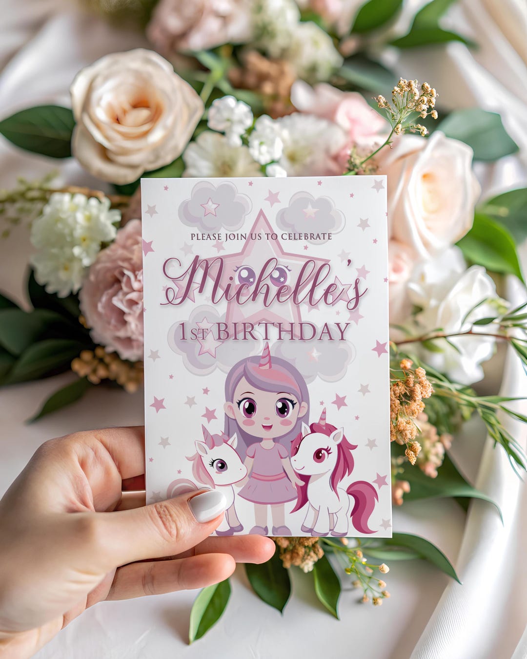Birthday Party Invitation for Kids, Cute Birthday Invitation for Girl ...