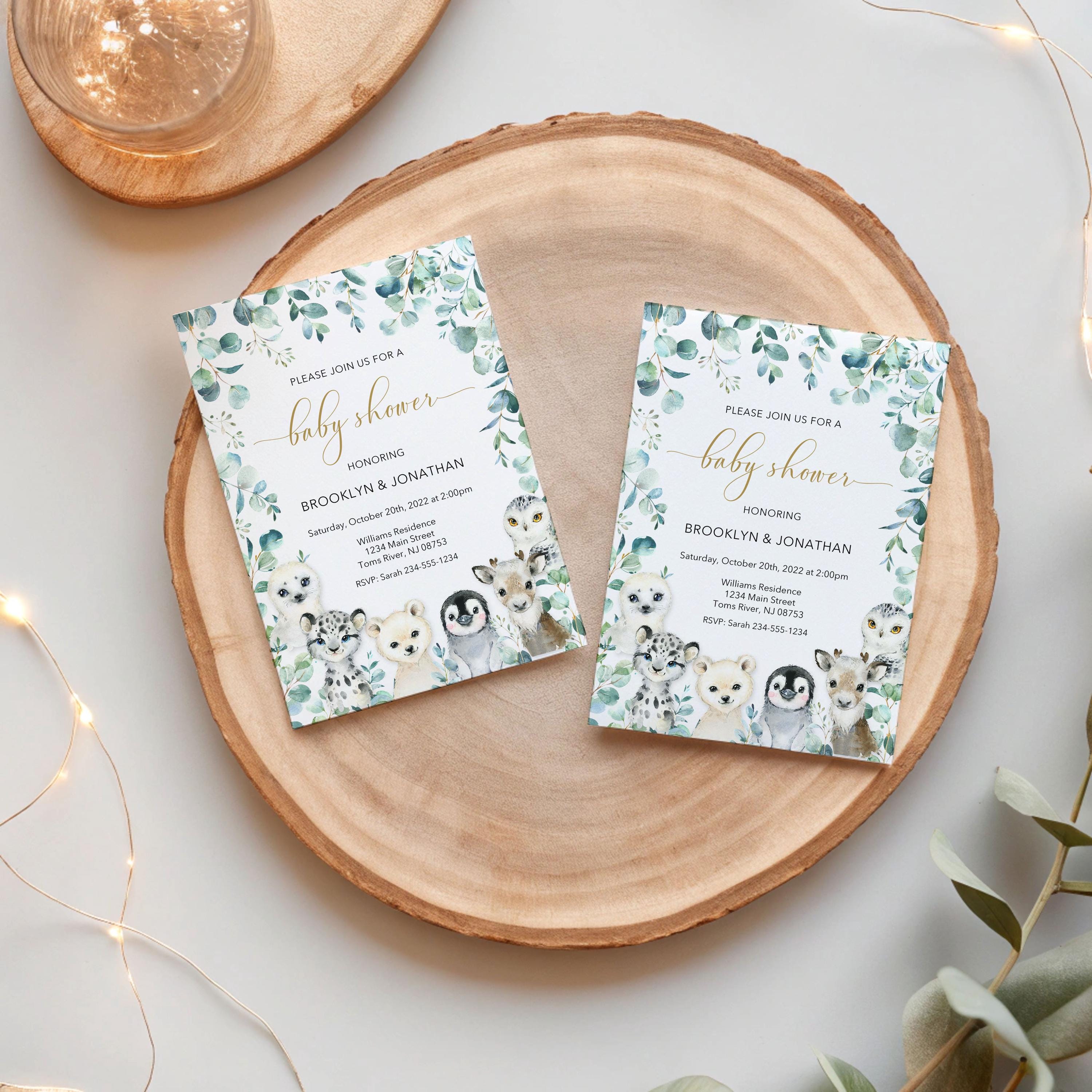 Watercolor Baby Shower Invitation, Woodland Animals, Featuring Baby ...