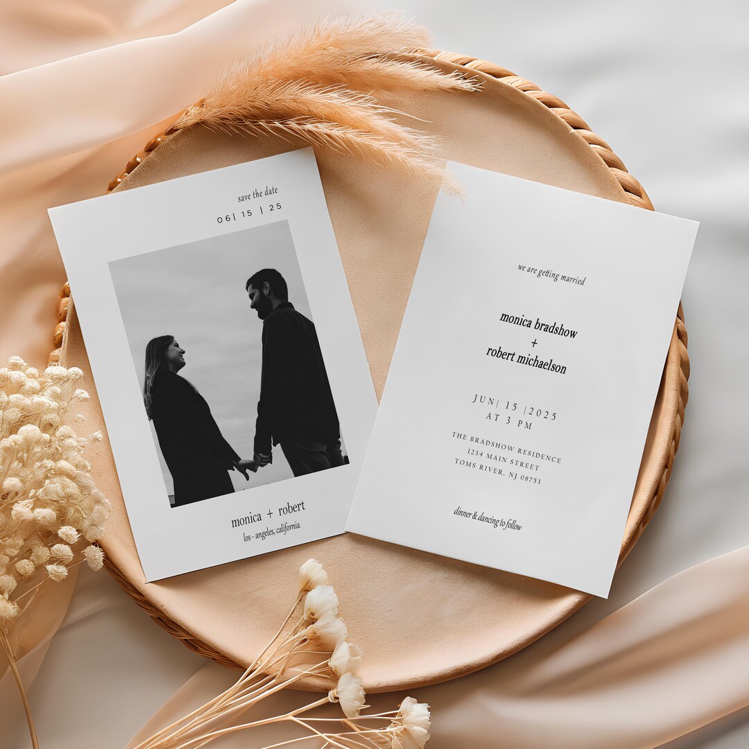 Personalized Wedding Invitation With Photo, Elegant Minimalist Digital ...