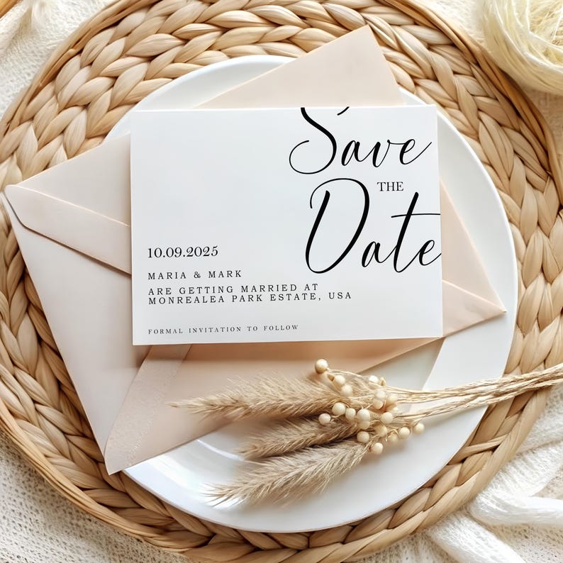 Modern Save the Date Invitation, Minimalism Save the Date Invitation ...