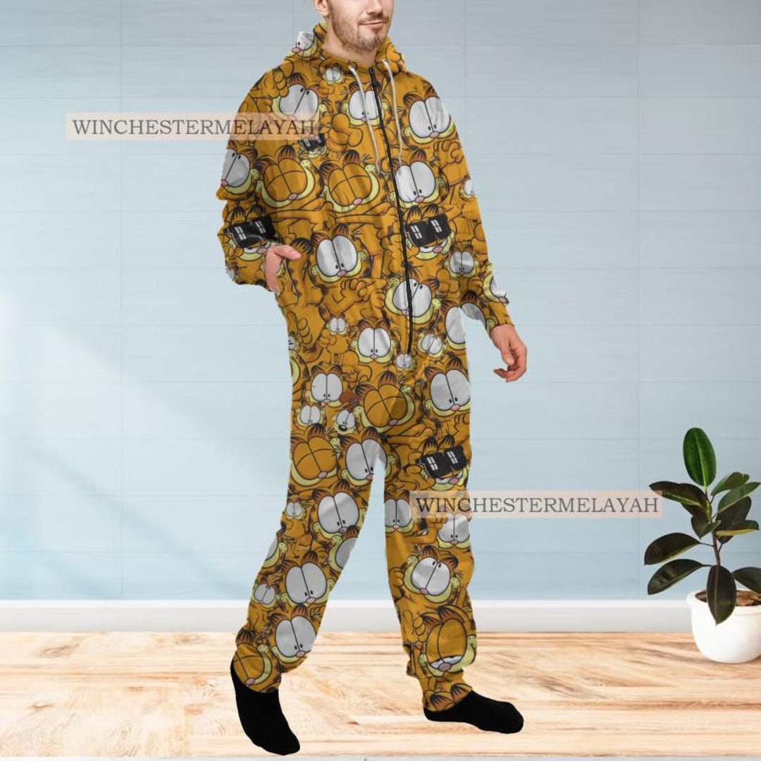 Garfield Cat Custom Unisex Onesie Pajamas Garfield Cat Zipper - Etsy