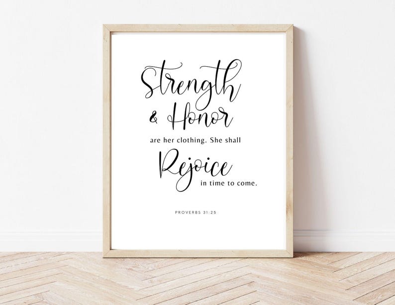 Proverbs 31:25, Strength and Honor Bible Verse Wall Art, Mother’s Day ...