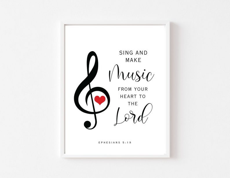 Ephesians 5:19 Sing and Make Music Bible Verse Printable Wall Art ...