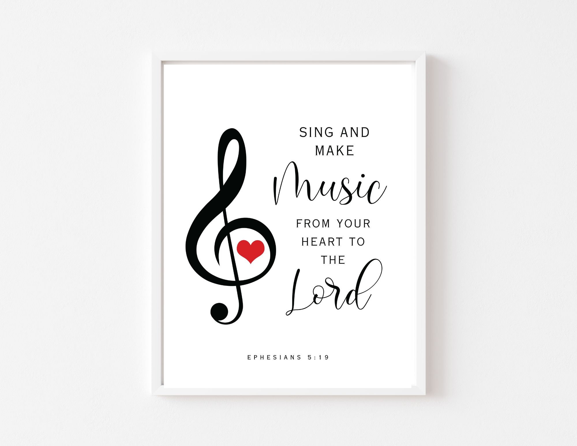 Ephesians 5:19 Sing and Make Music Bible Verse Printable Wall Art ...