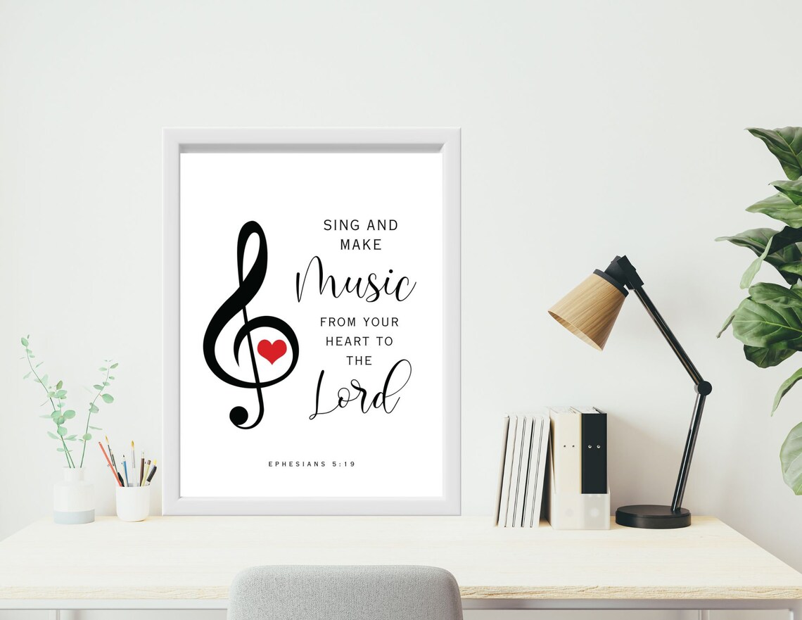 Ephesians 5:19 Sing and Make Music Bible Verse Printable Wall Art ...