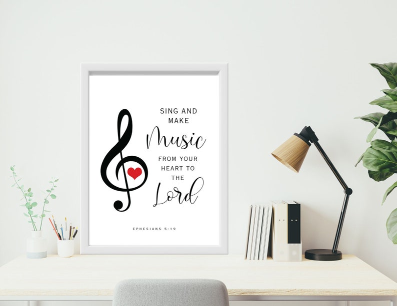 Ephesians 5:19 Sing and Make Music Bible Verse Printable Wall Art ...