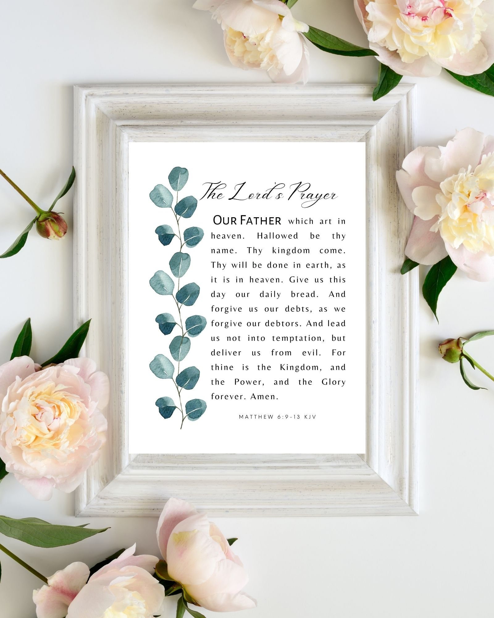 Matthew 6:9-13 KJV, Our Father the Lords Prayer, Bible Verse Wall Art ...