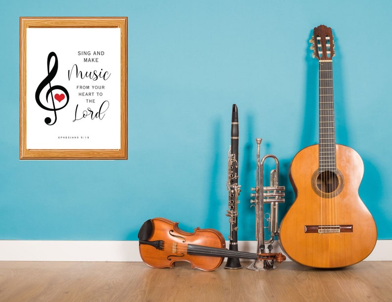 Ephesians 5:19 Sing and Make Music Bible Verse Printable Wall Art ...